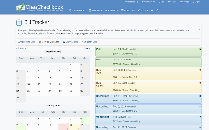 Online Checkbook Register, Budgets and Money Management Tools | ClearCheckbook